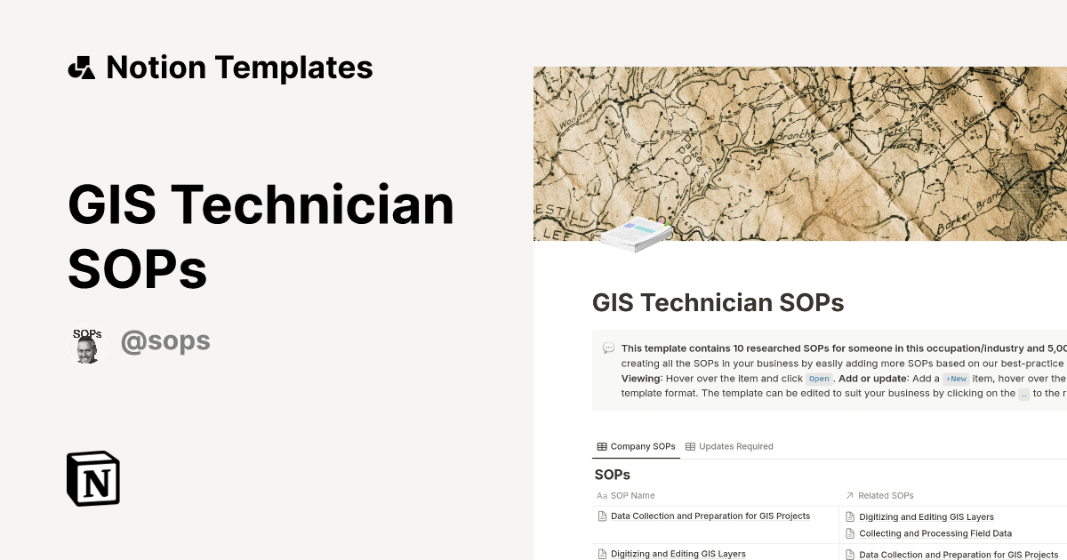 GIS Technician SOPs Template by SOPs | Notion Marketplace