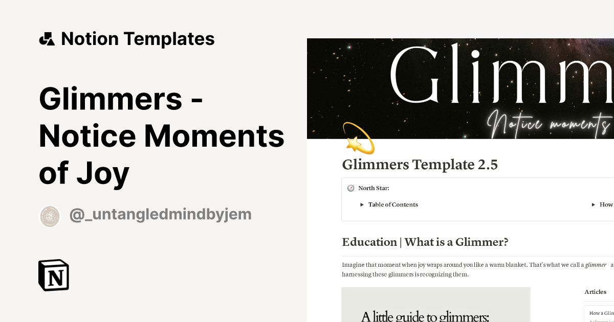 Glimmers - Notice Moments of Joy Template by JEM | Notion Marketplace