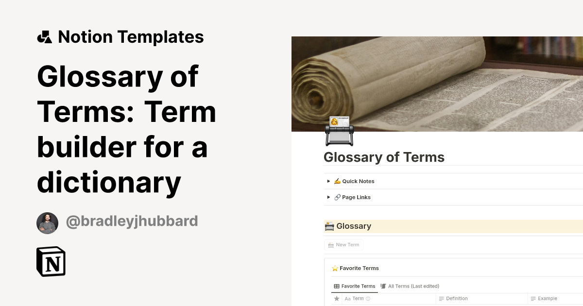 Glossary of Terms: Term builder for a dictionary Template by Bradley J ...