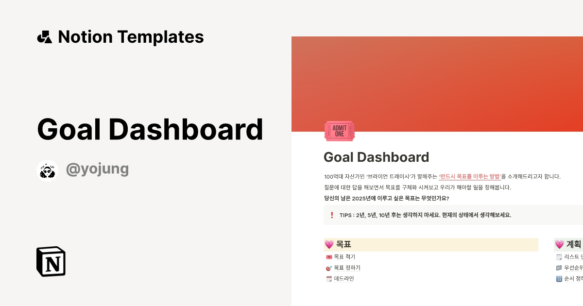 Goal Dashboard Template | Notion Marketplace