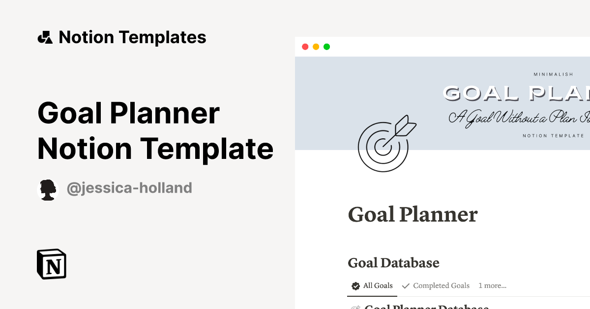 Goal Planner Notion Template Template | Notion Marketplace