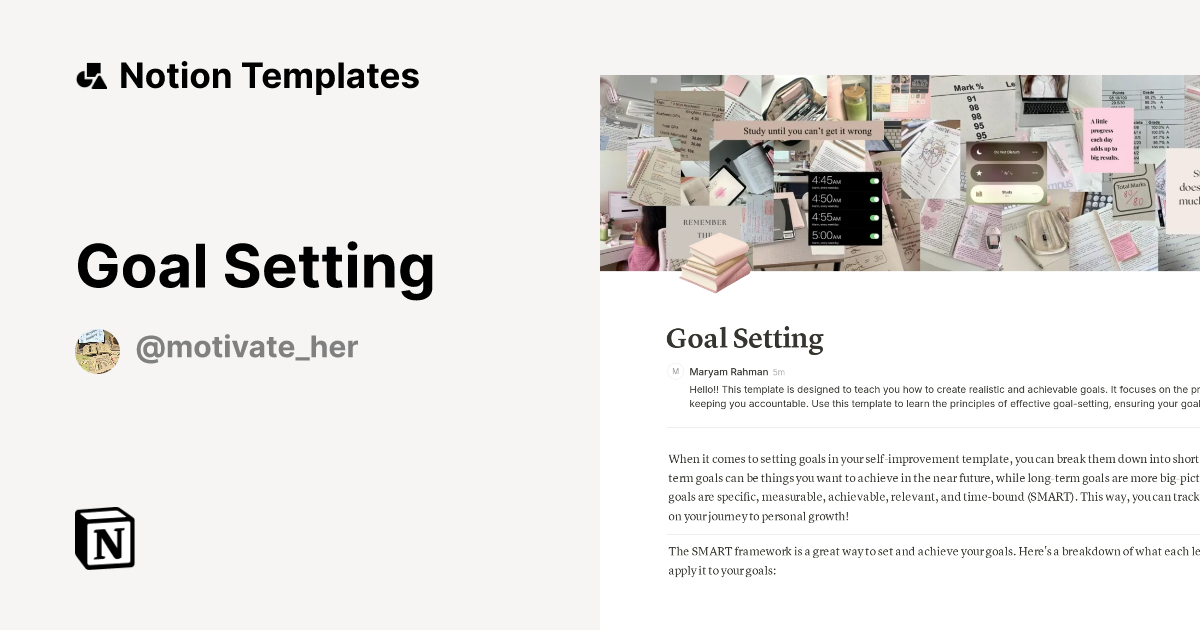 Goal Setting Template | Notion Marketplace