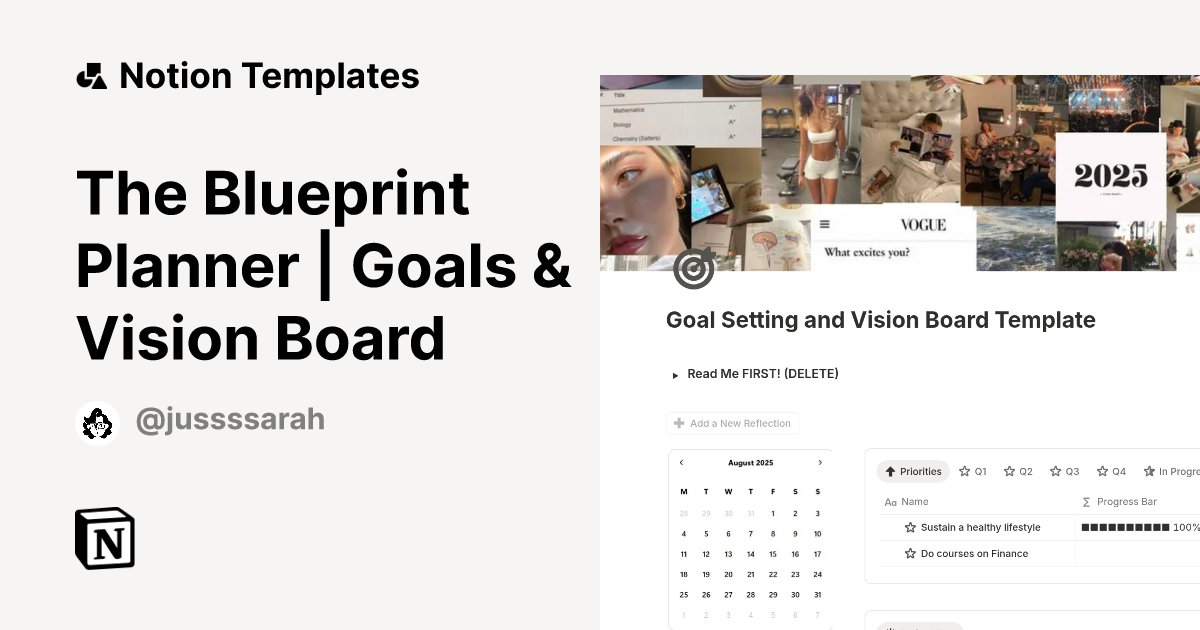 Goal Planner 2026 | Vision Board & Goal Setting Template by Sarah ...