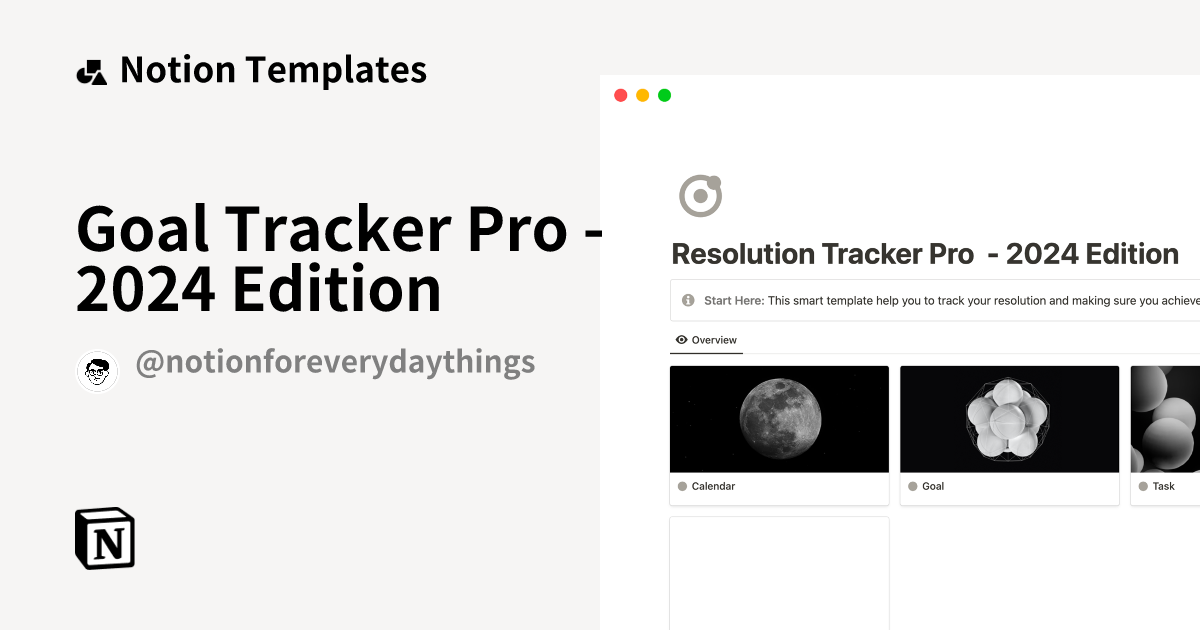 Goal Tracker Pro - 2024 Edition Template by Neat. | Notion Marketplace
