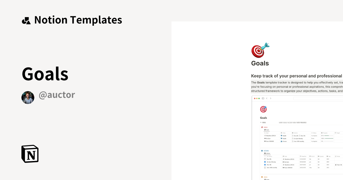 Goals Template | Notion Marketplace