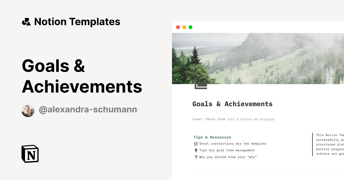 Goals & Achievements Template | Notion Marketplace