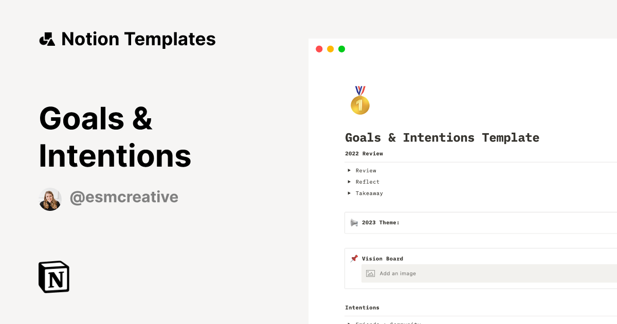 Goals & Intentions Template | Notion Marketplace