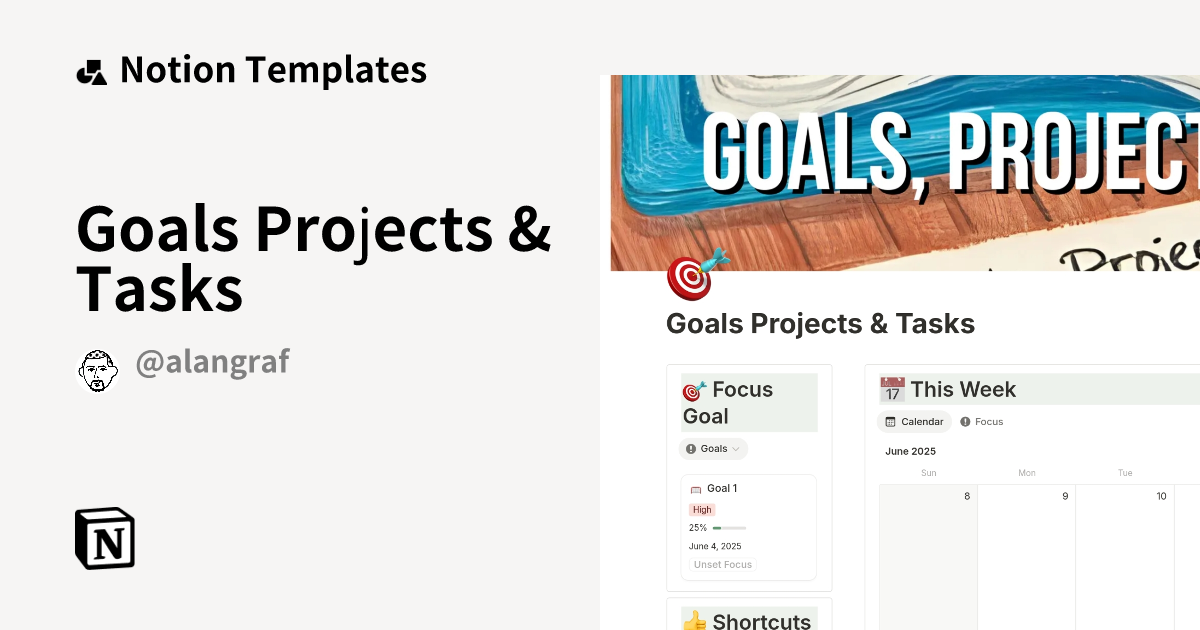 Goals Projects & Tasks Template | Notion Marketplace