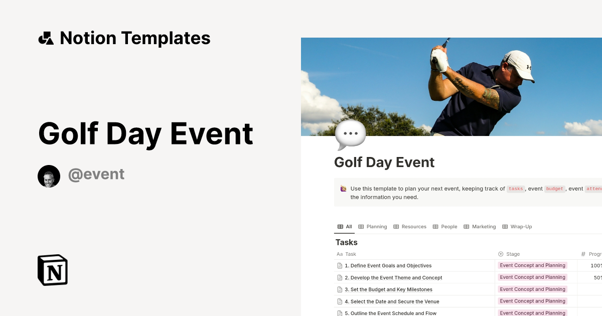 Golf Day Event Template by Performance Reviewer | Notion Marketplace