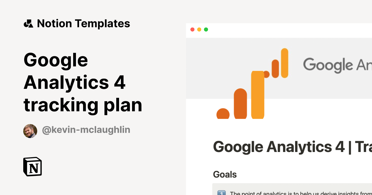 Google Analytics 4 tracking plan Template by Kevin McLaughlin | Notion Marketplace