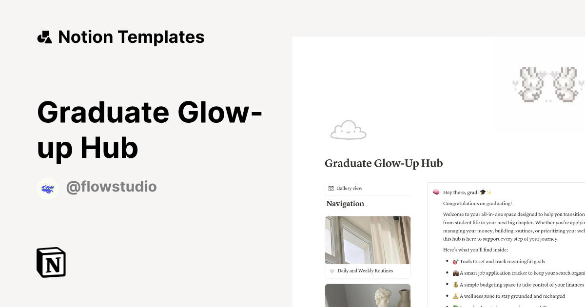 Graduate Glow-up Hub Template by flowstudio | Notion Marketplace