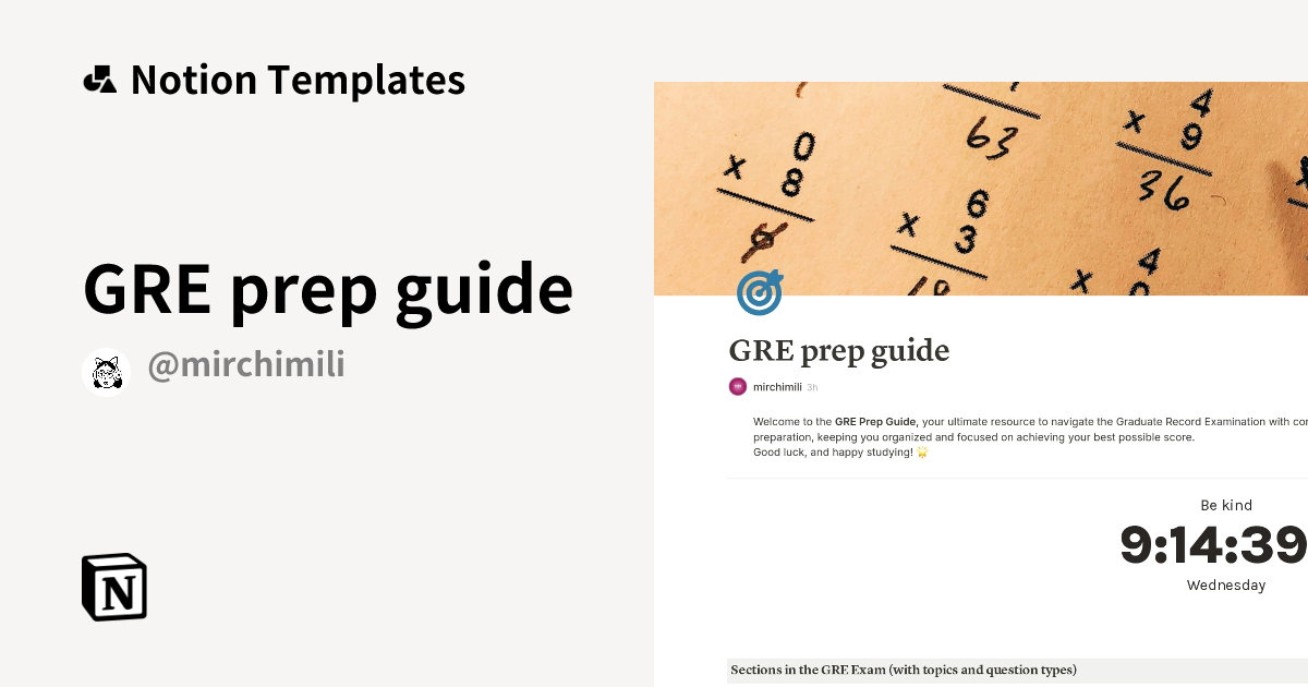 GRE prep guide Template by mirchimili | Notion Marketplace