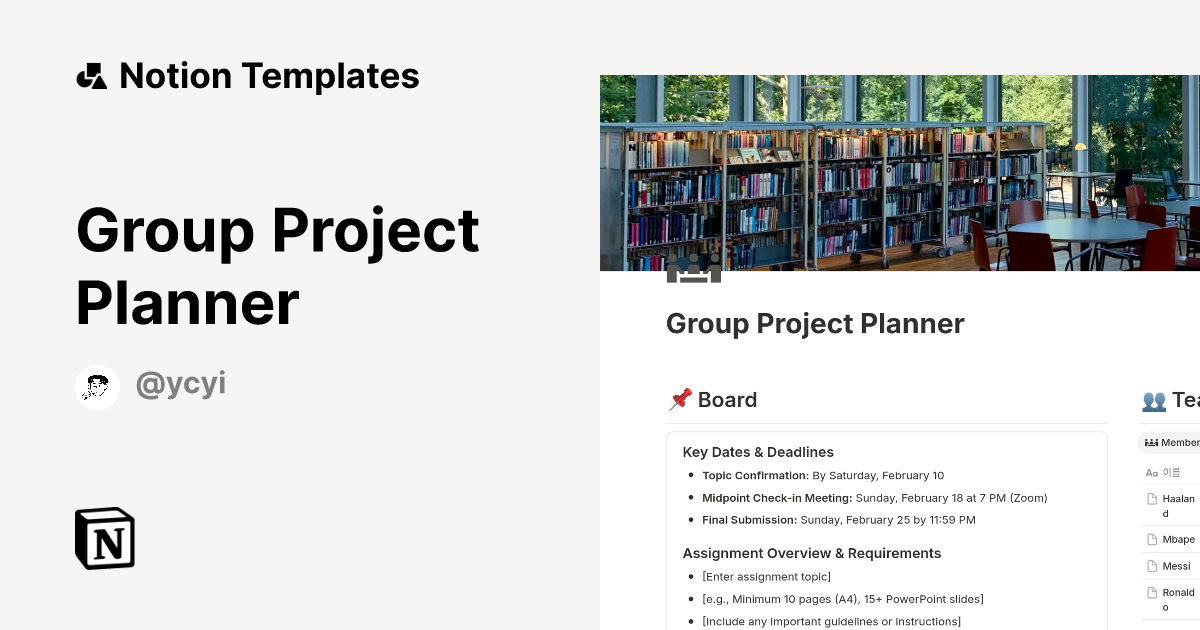 Group Project Planner Template by Aiden | Notion Marketplace