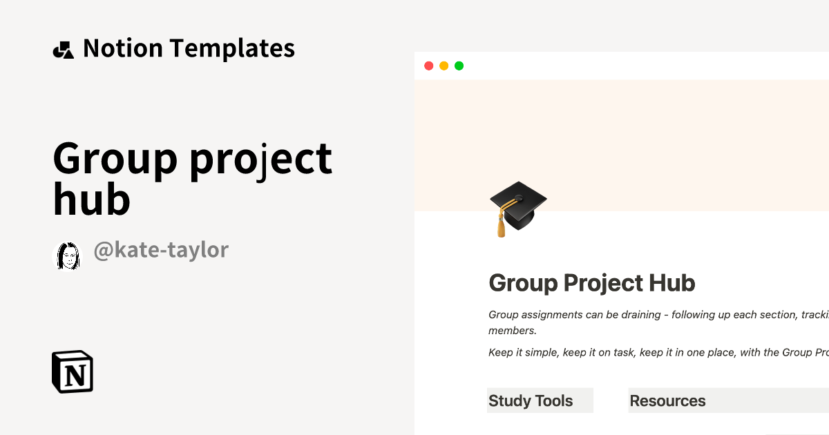 Group project hub Template | Notion Marketplace