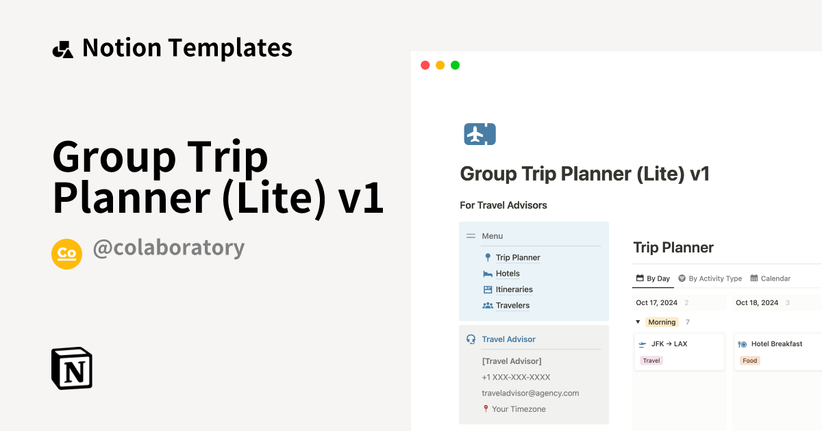 Group Trip Planner (Lite) v1 Template | Notion Marketplace