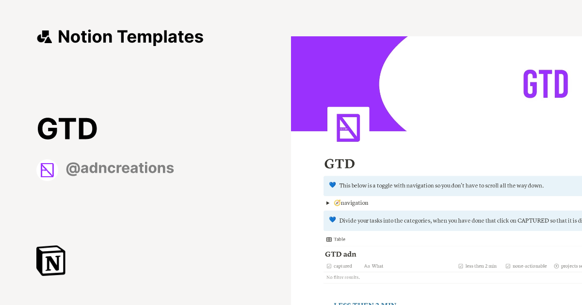 GTD Template | Notion Marketplace