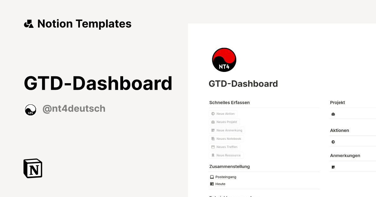 GTD-Dashboard Template by NT4 | Notion Marketplace