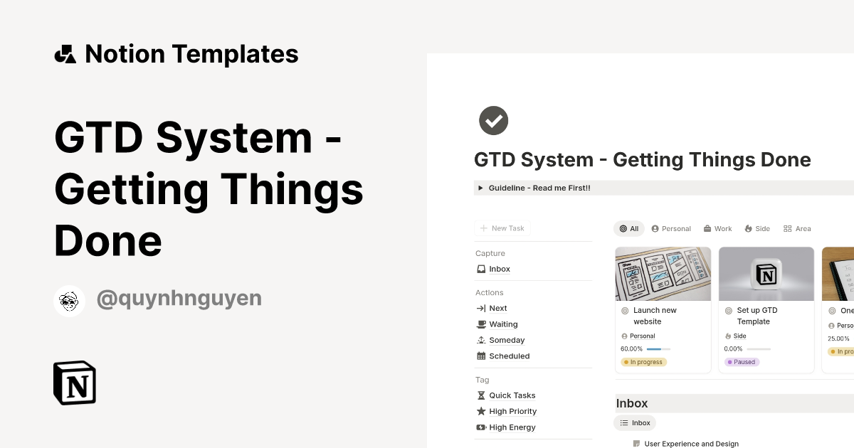 GTD System - Getting Things Done Template by Quynh Nguyen | Notion ...