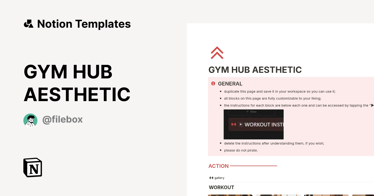 GYM HUB AESTHETIC Template | Notion Marketplace
