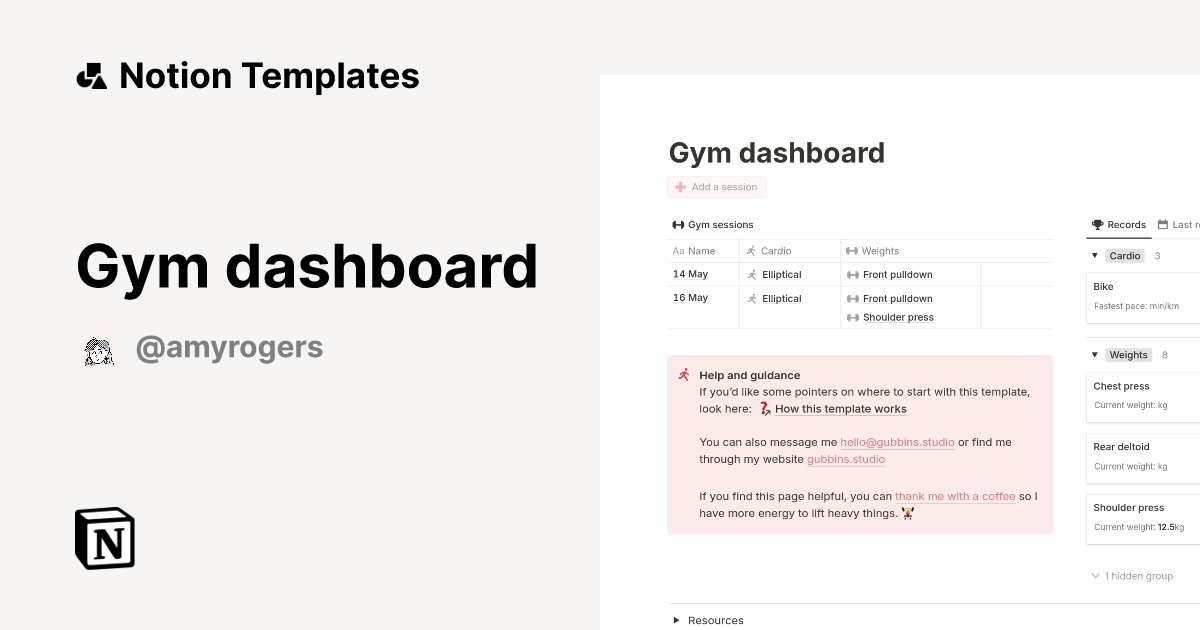 Gym dashboard Template | Notion Marketplace
