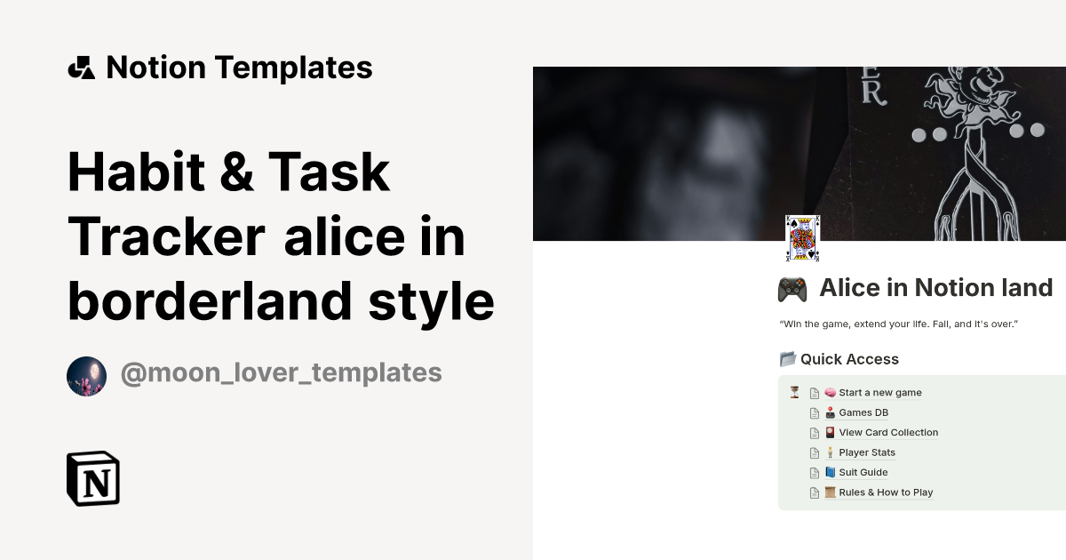Habit & Task Tracker alice in borderland style Template by Moon_Lover ...