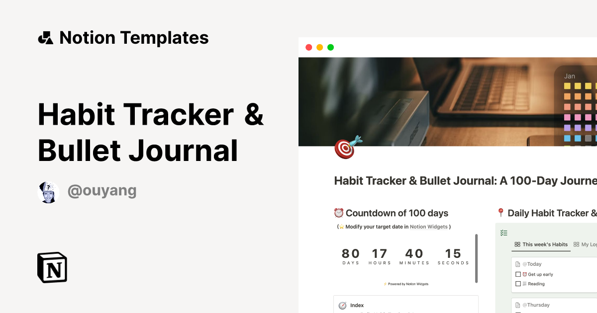 Habit Tracker & Bullet Journal Template | Notion Marketplace