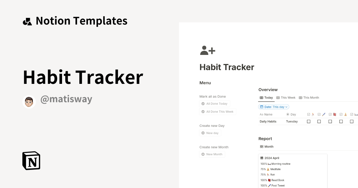 Habit Tracker Template | Notion Marketplace