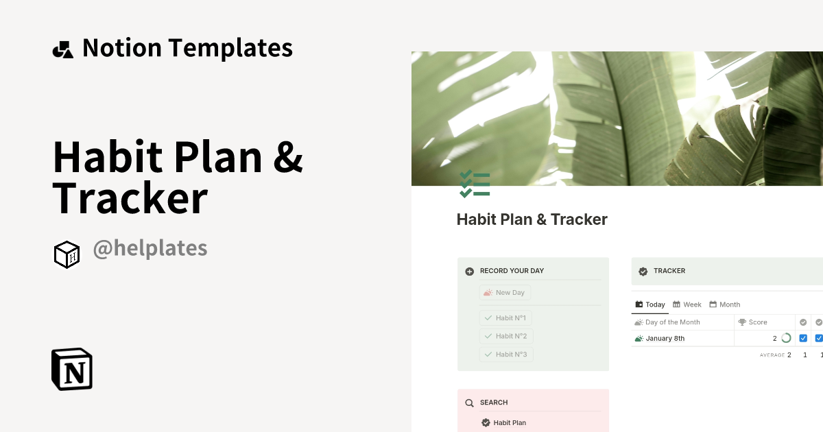 Habit Plan & Tracker Template | Notion Marketplace