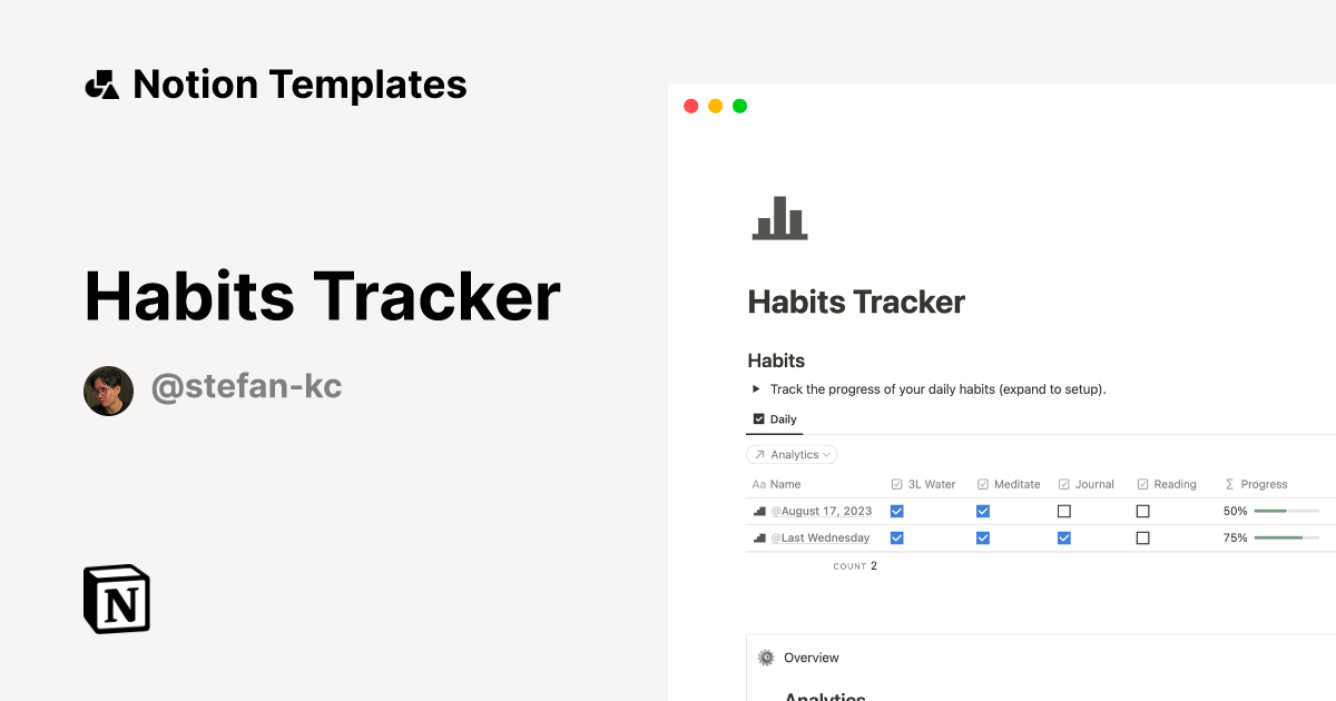 Habits Tracker Template | Notion Marketplace