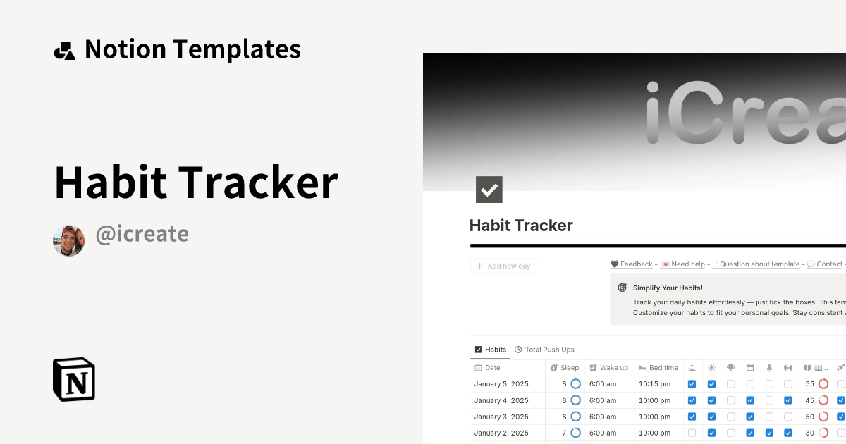 Habit Tracker Template | Notion Marketplace