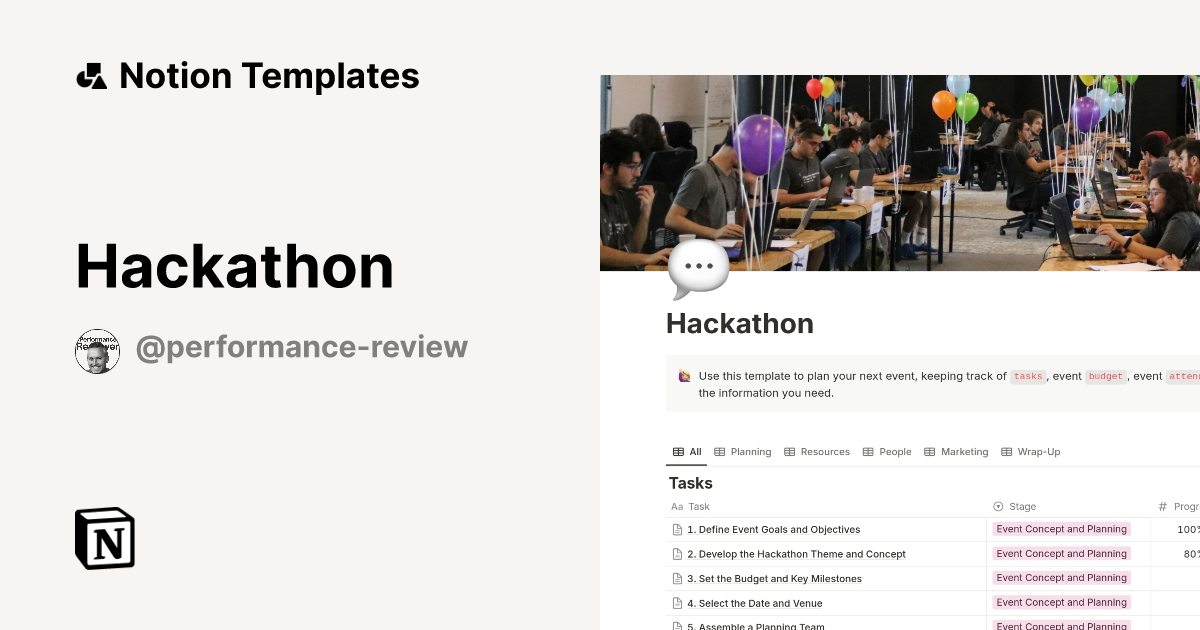 Hackathon Template by Event Planning Checklist | Notion Marketplace