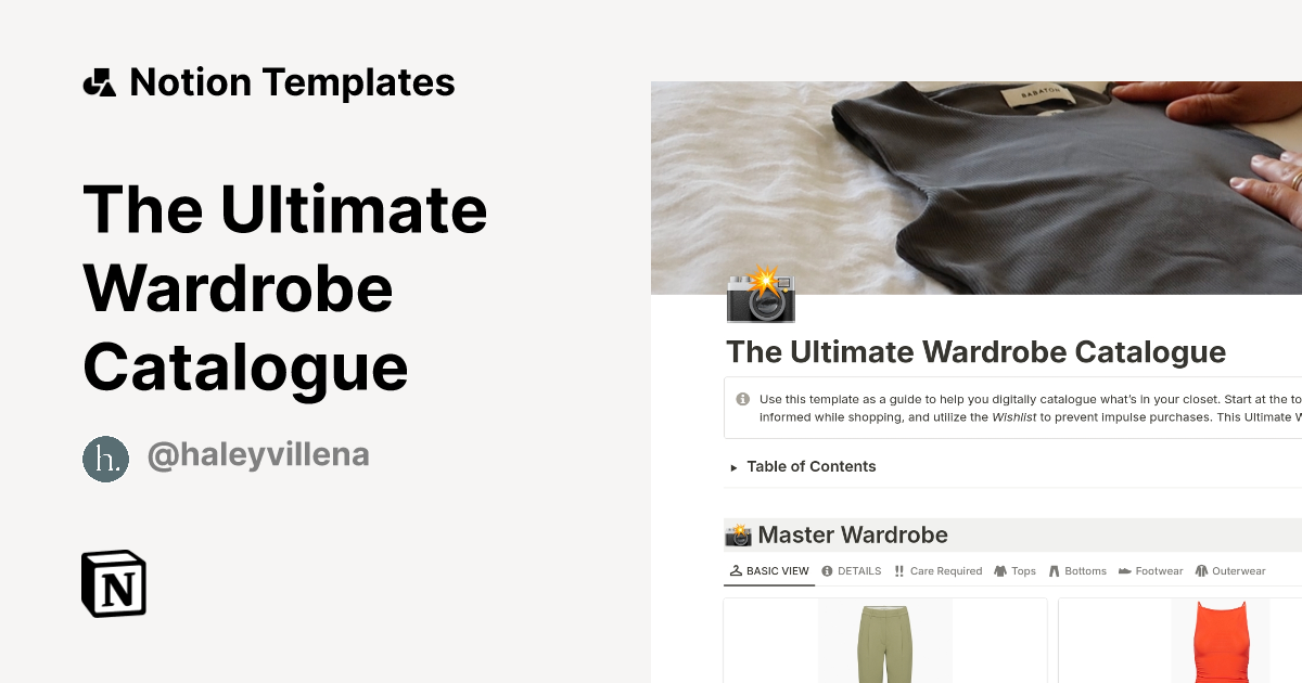 The Ultimate Wardrobe Catalogue Template | Notion Marketplace