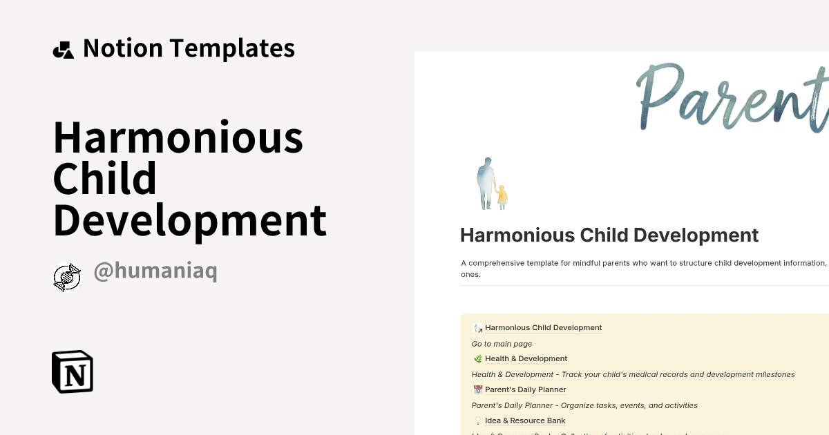 Harmonious Child Development Template | Notion Marketplace