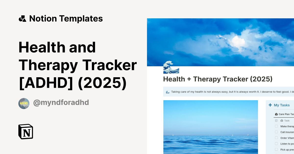 Health and Therapy Tracker [ADHD] (2025) Template by Mynd | Systems For ADHD | Notion Marketplace