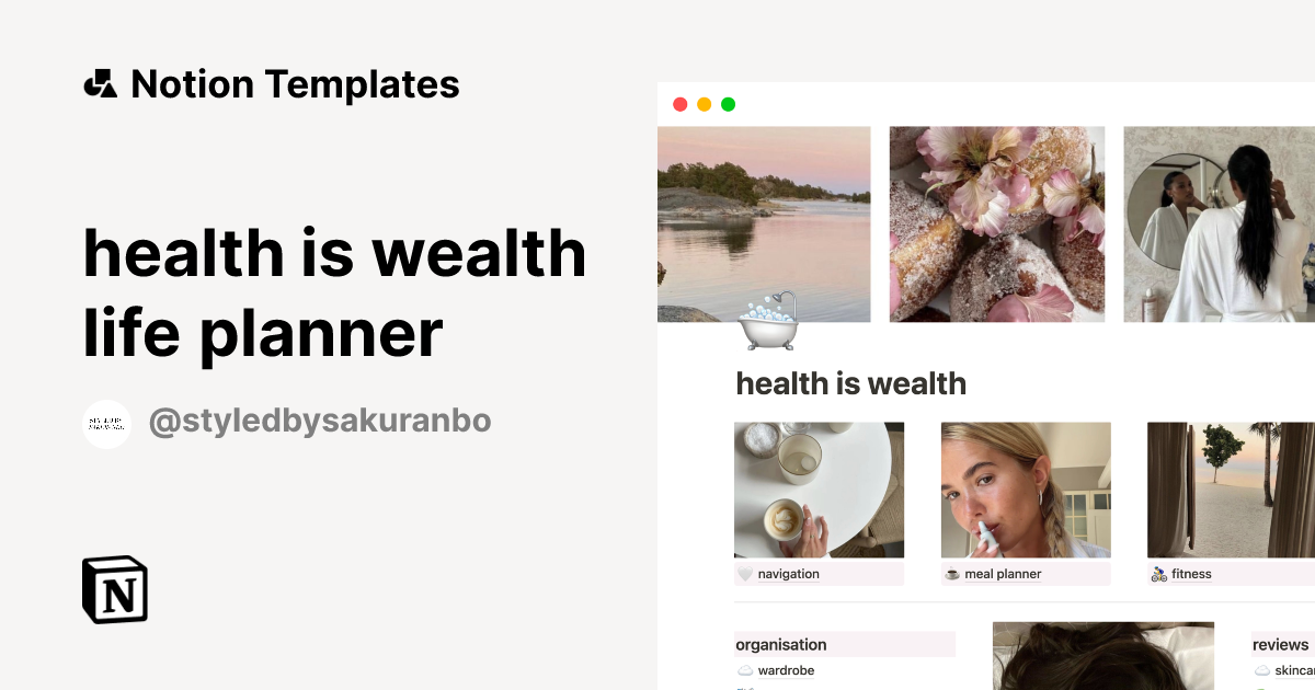 health is wealth life planner Template | Notion Marketplace