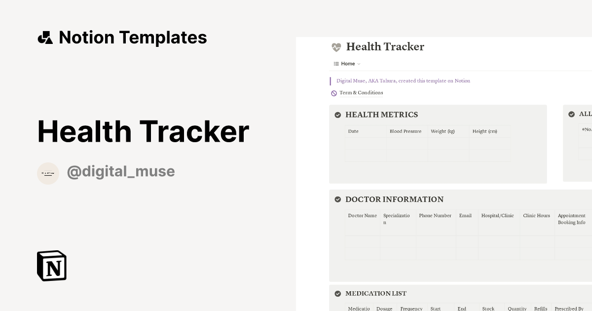 Health Tracker Template | Notion Marketplace