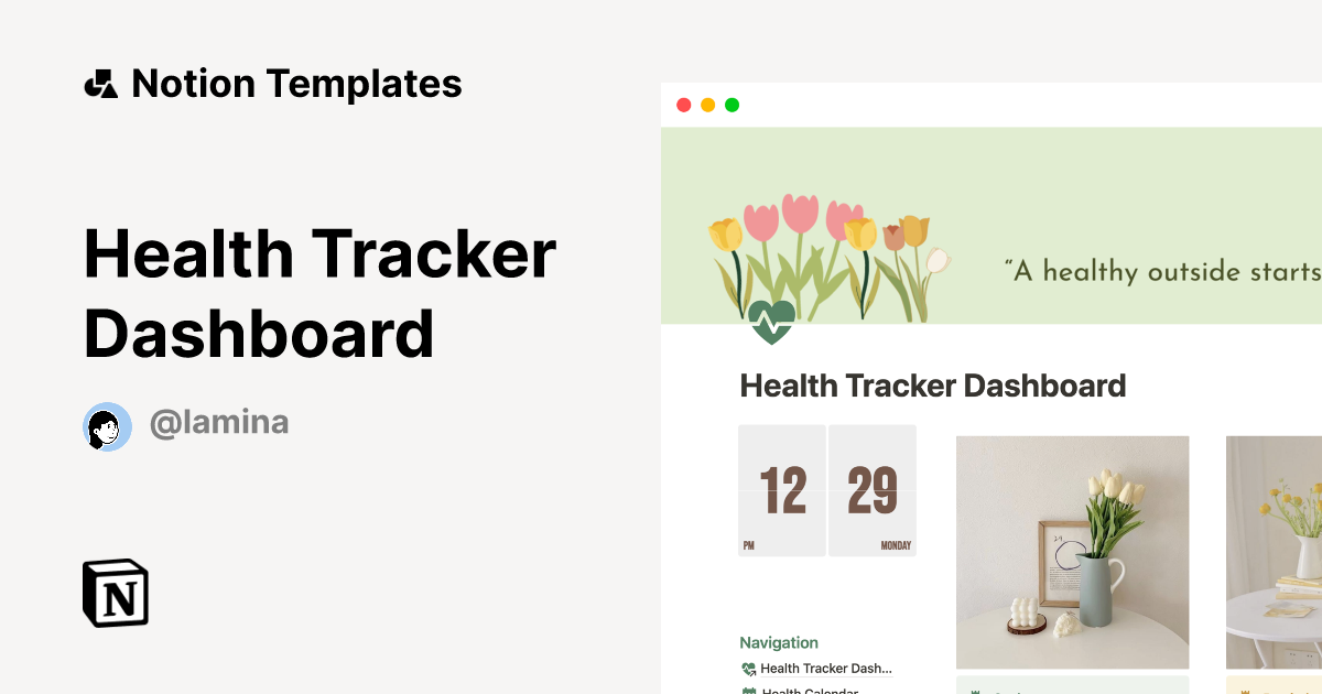 Health Tracker Dashboard Template by Lamina | Notion Marketplace