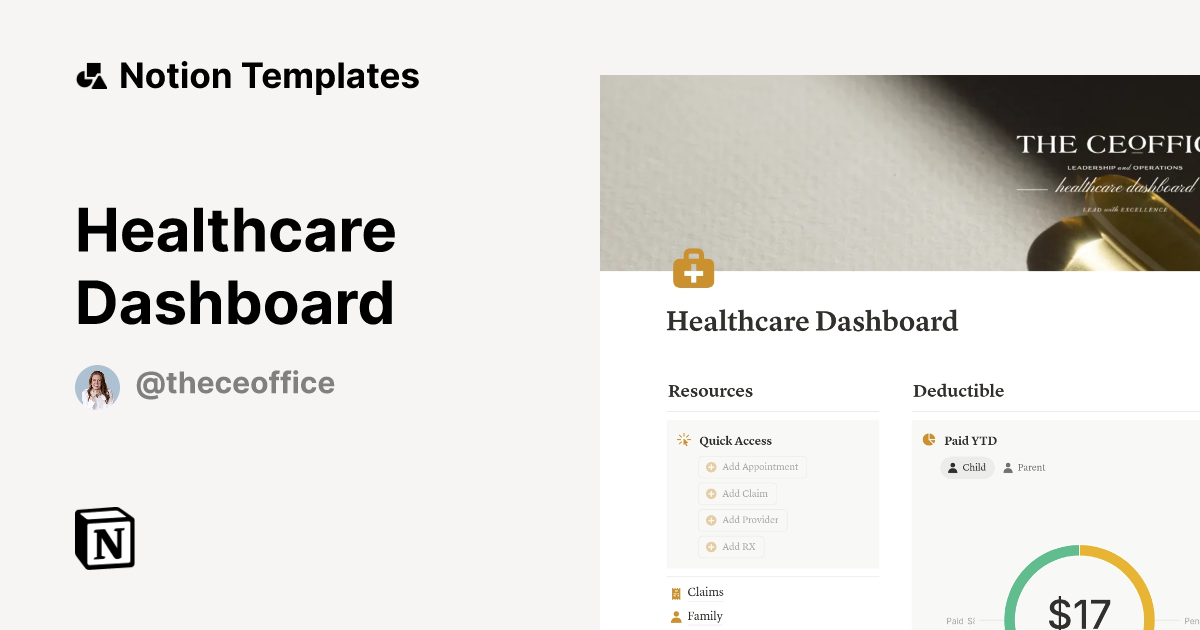 Healthcare Dashboard Template | Notion Marketplace