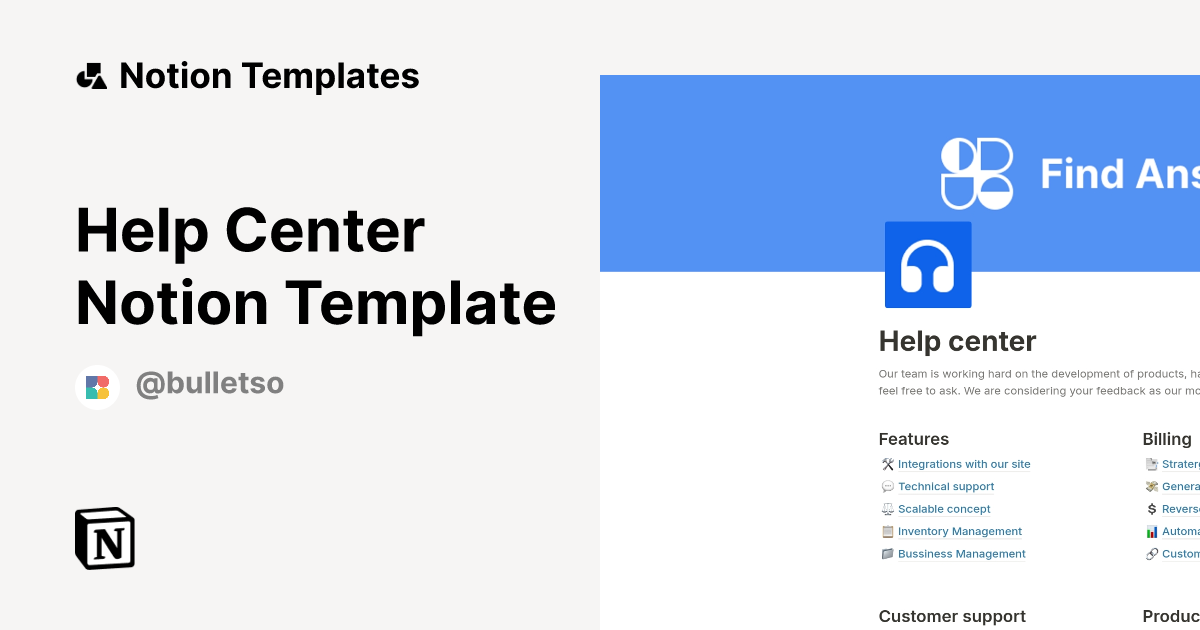 Help Center Notion Template Template | Notion Marketplace