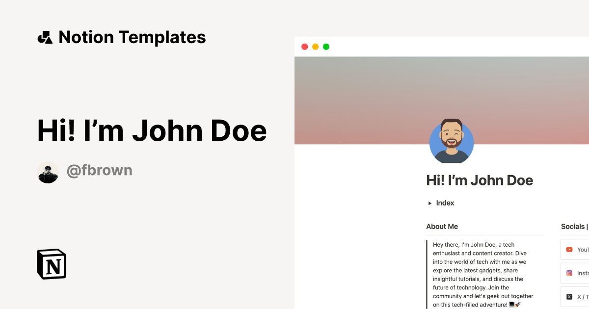 Hi! I’m John Doe Template | Notion Marketplace
