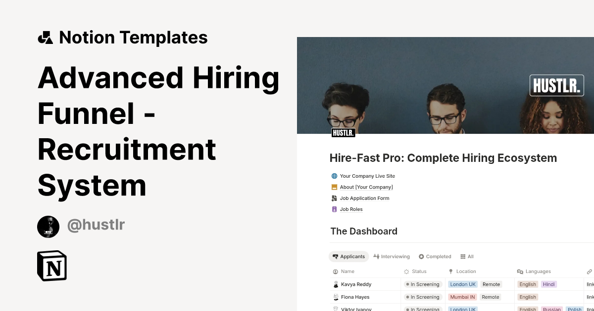 Advanced Hiring Funnel - Recruitment System Template | Notion Marketplace