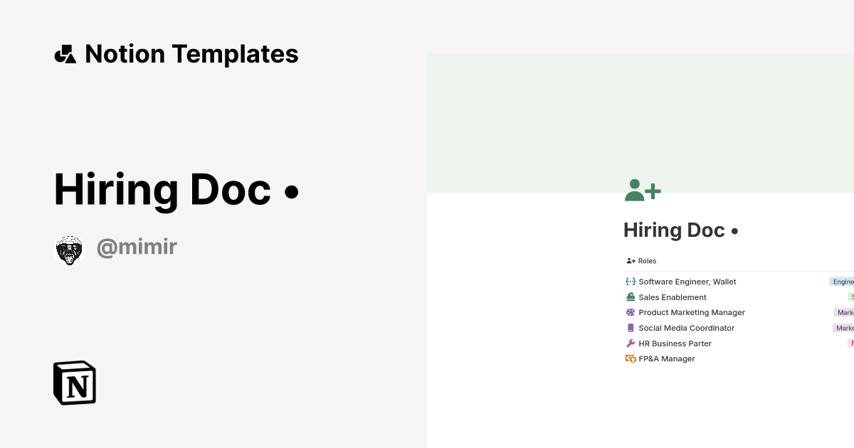 Hiring Doc • Template | Notion Marketplace