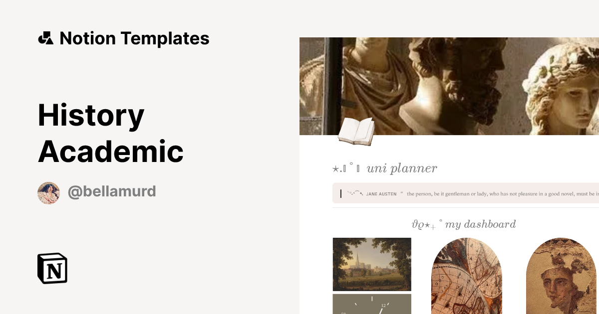 History Academic Template by bella˚˖𓍢ִ໋ | Notion Marketplace