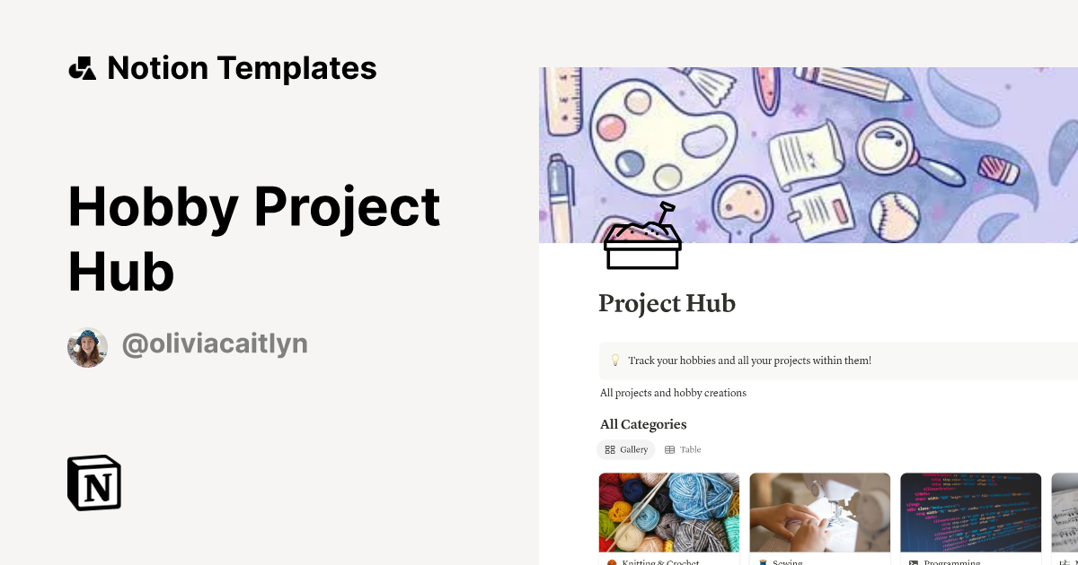 Hobby Project Hub Template | Notion Marketplace