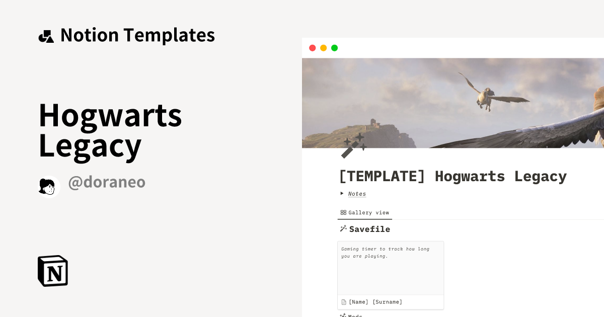 Hogwarts Legacy Template by Doraneo | Notion Marketplace