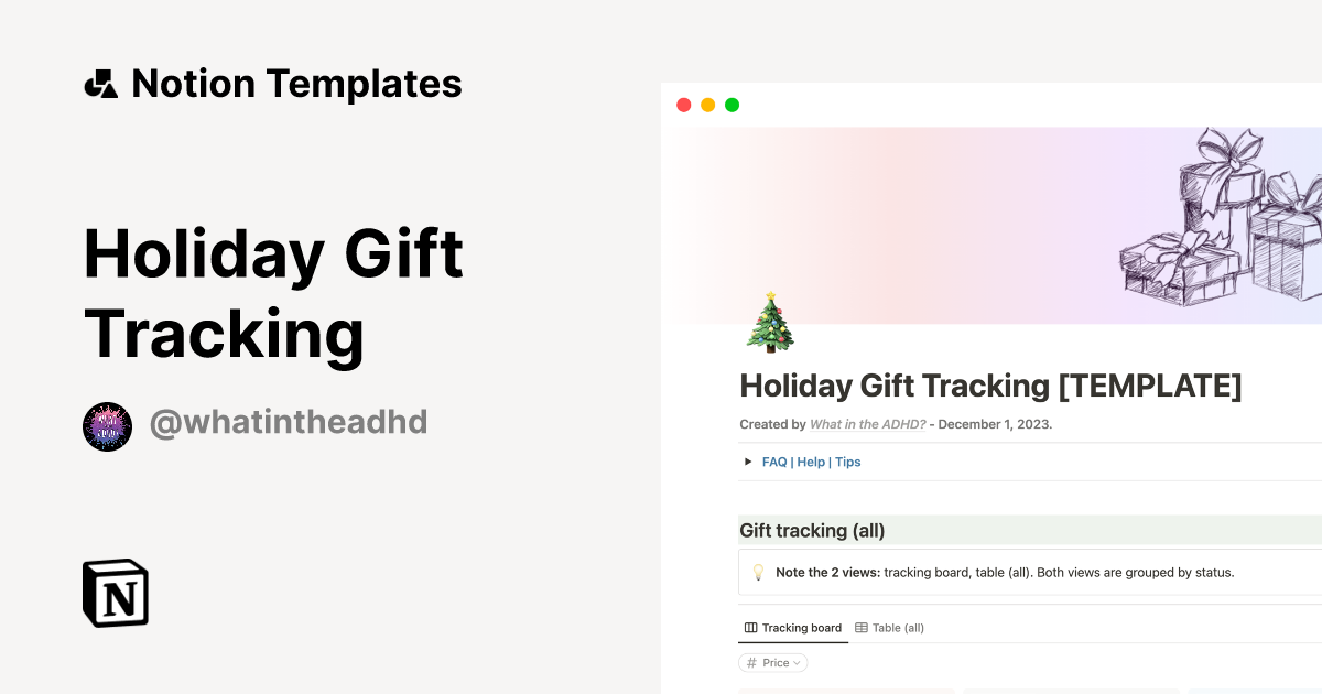 Holiday Gift Tracking Template by Sydni | Notion Marketplace