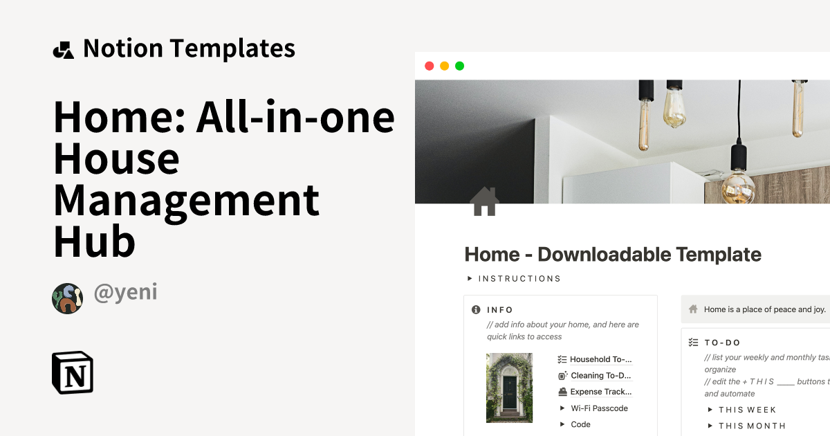 Home: All-in-one House Management Hub Template | Notion Marketplace