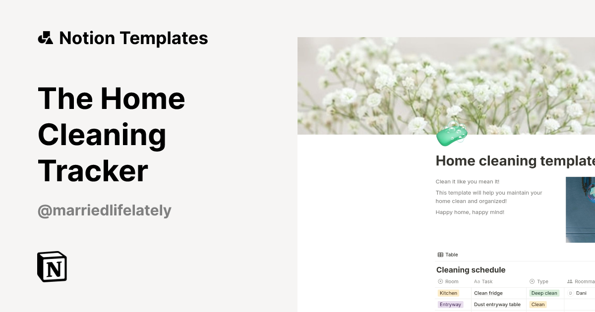 The Home Cleaning Tracker Template | Notion Marketplace