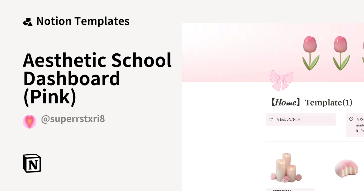 Aesthetic School Dashboard (Pink) Template | Notion Marketplace