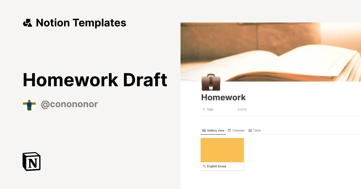 Homework Draft Template | Notion Marketplace